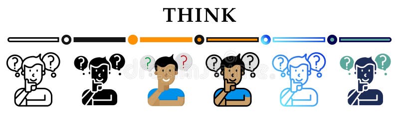 Think Icon. Various Style Icons on Web Banner. Stock Vector ...