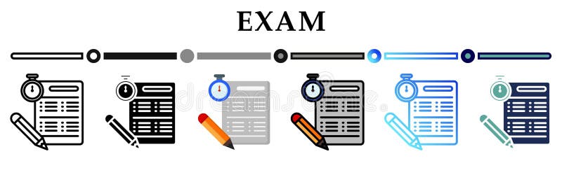 Examicon. Various Style Icons on Web Banner Stock Vector - Illustration ...