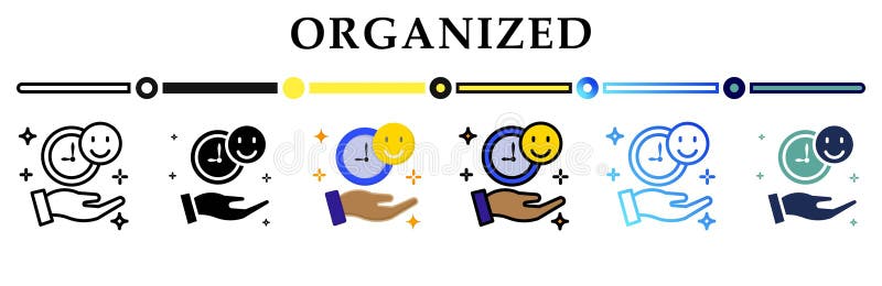 Organized Icon. Various Style Icons on Web Banner Stock Vector ...