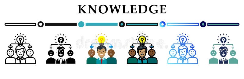 Knowledge Icon. Various Style Icons with Flat, Lineal, Lineal Color and ...