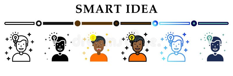 Smart Idea Icon. Various Style Icons with Flat, Lineal, Lineal Color ...