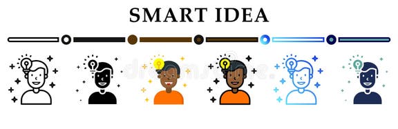 Smart Idea Icon. Various Style Icons with Flat, Lineal, Lineal Color ...