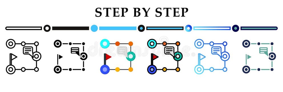 Step by Step Icon. Various Style Icons. Stock Vector - Illustration of symbol, progress: 332644296