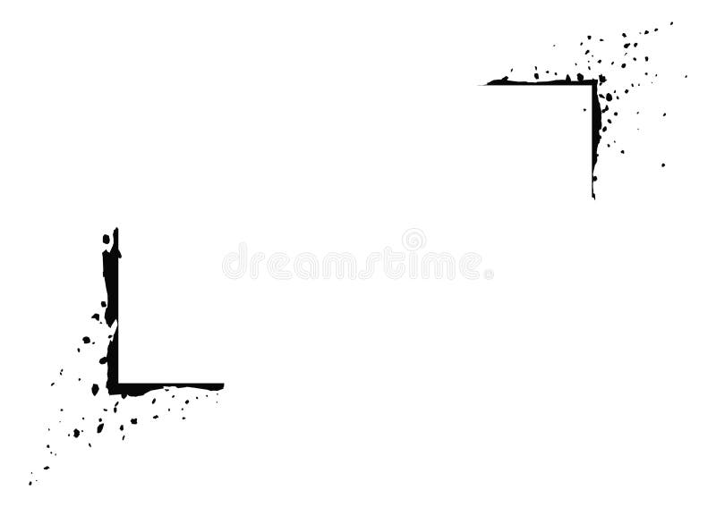 Pair of Corners in Black Paint and Stencil Effect, Vector Illustration ...