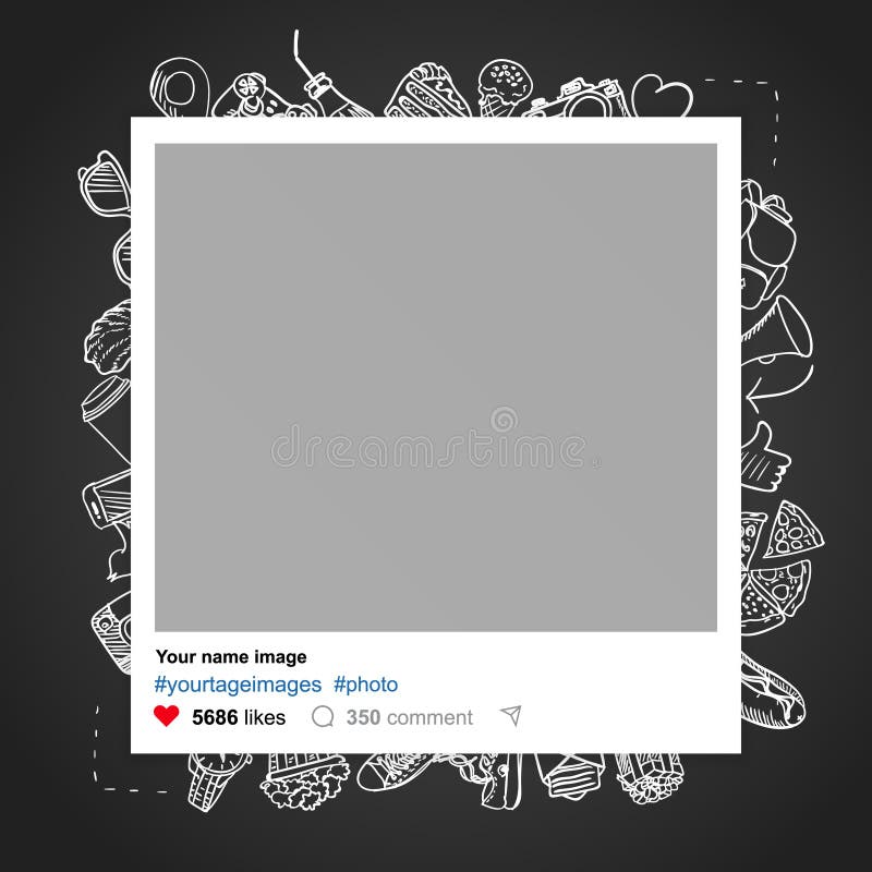 Template Blank Card with Lots of Drawing Icons in the Background Stock ...