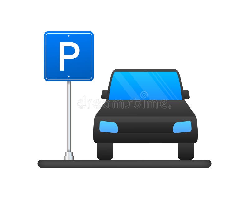 Template with Blue Parking. Logo, Icon, Label. Parking on White ...