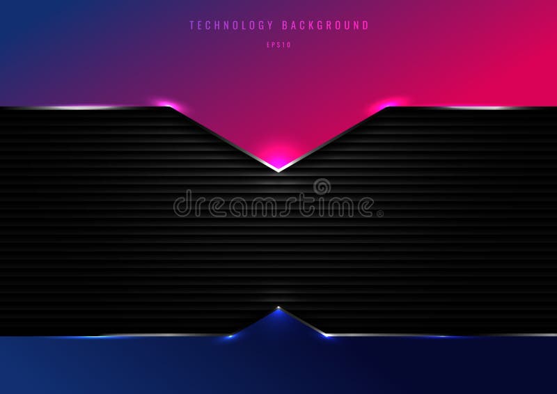 Template Blue And Pink Geometric Header With Lighting Effect On Black Background Stock Vector