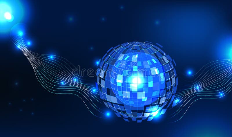 Template, Blue Universe Glowing Blue Globe Abstract Vector Stock Vector ...