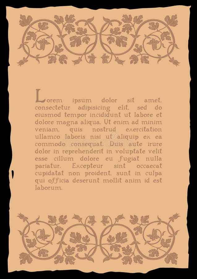 Medieval Hand Drawn Floral Frame Isolated on White Background. Medieval ...