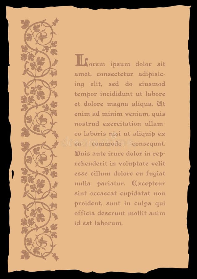 Medieval Hand Drawn Floral Frame Isolated on White Background. Medieval ...