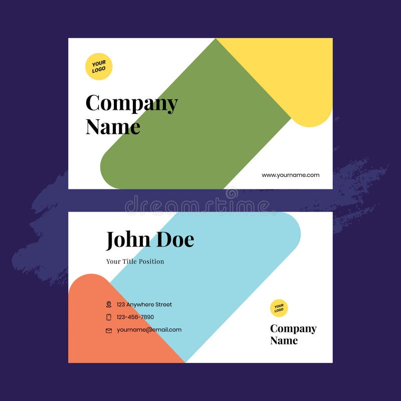Square Rounded Color Business Card Vector Template Stock Vector ...