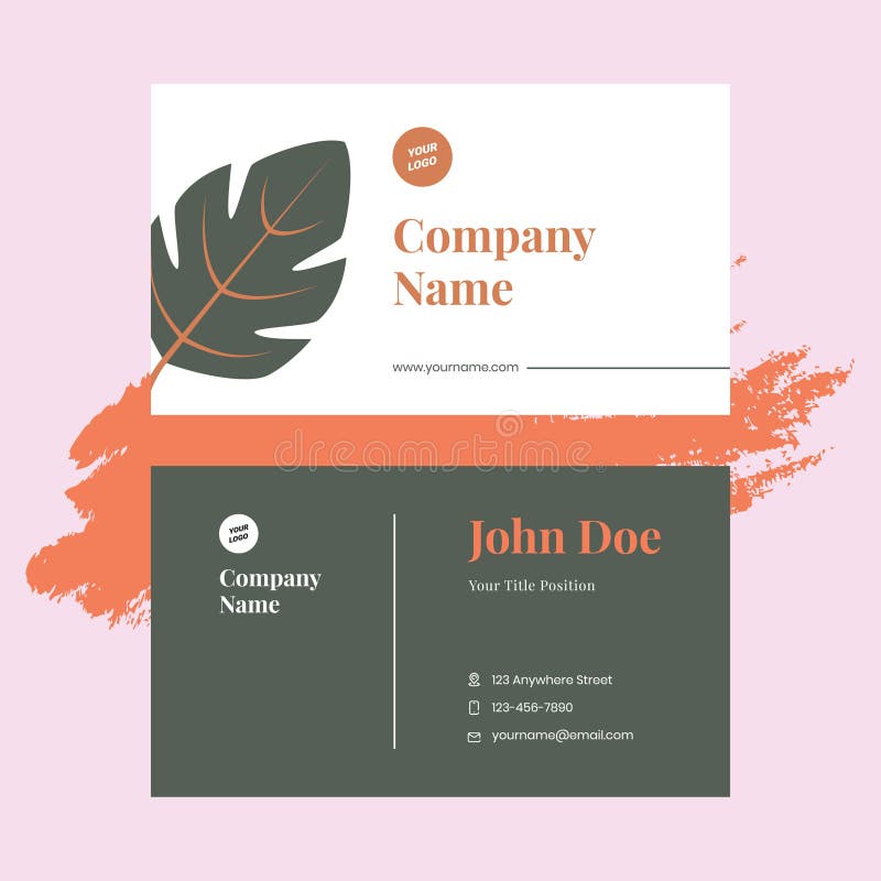 Green Leave Business Card Vector Template Stock Vector - Illustration ...