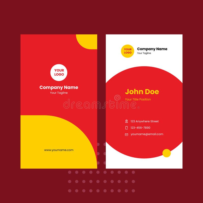 Flat Yellow Red Business Card Vector Template Stock Vector ...