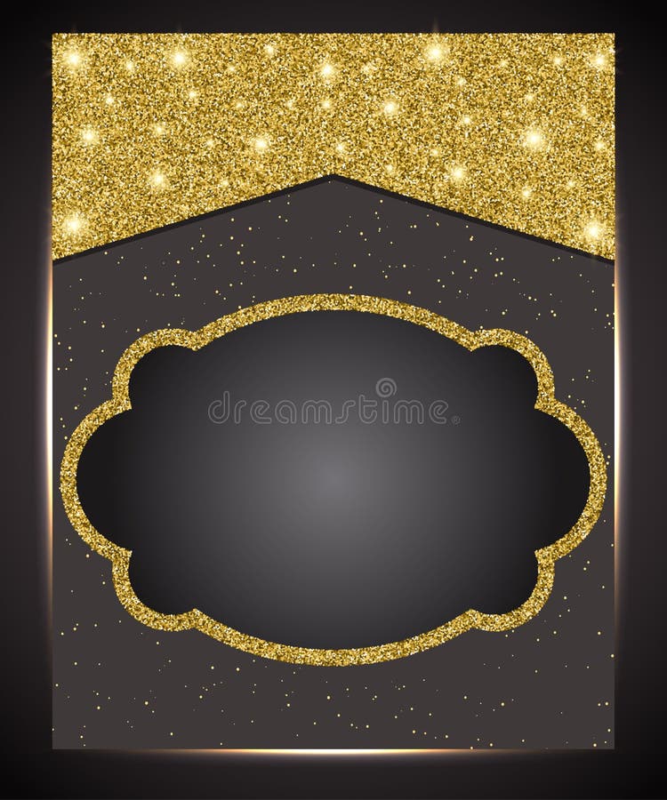 Template for Business Greeting Offer Banner. Gold Shining Frame Stock ...