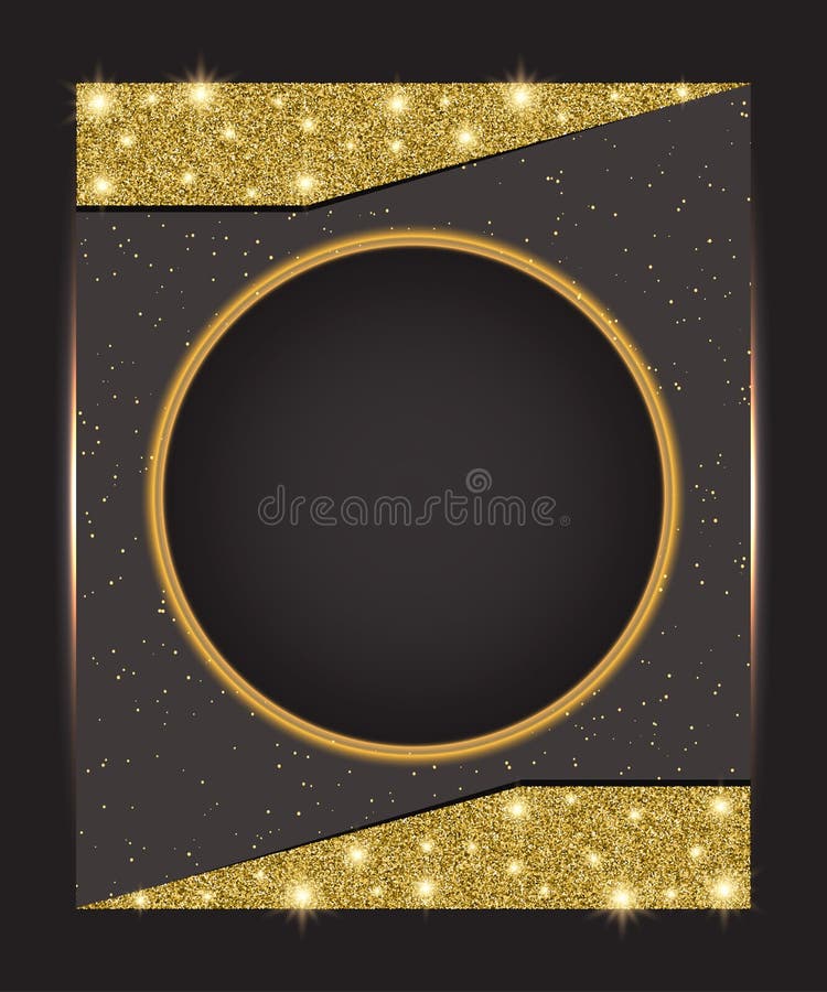 Template for Business Greeting Offer Card. Gold Shining Frame Stock ...