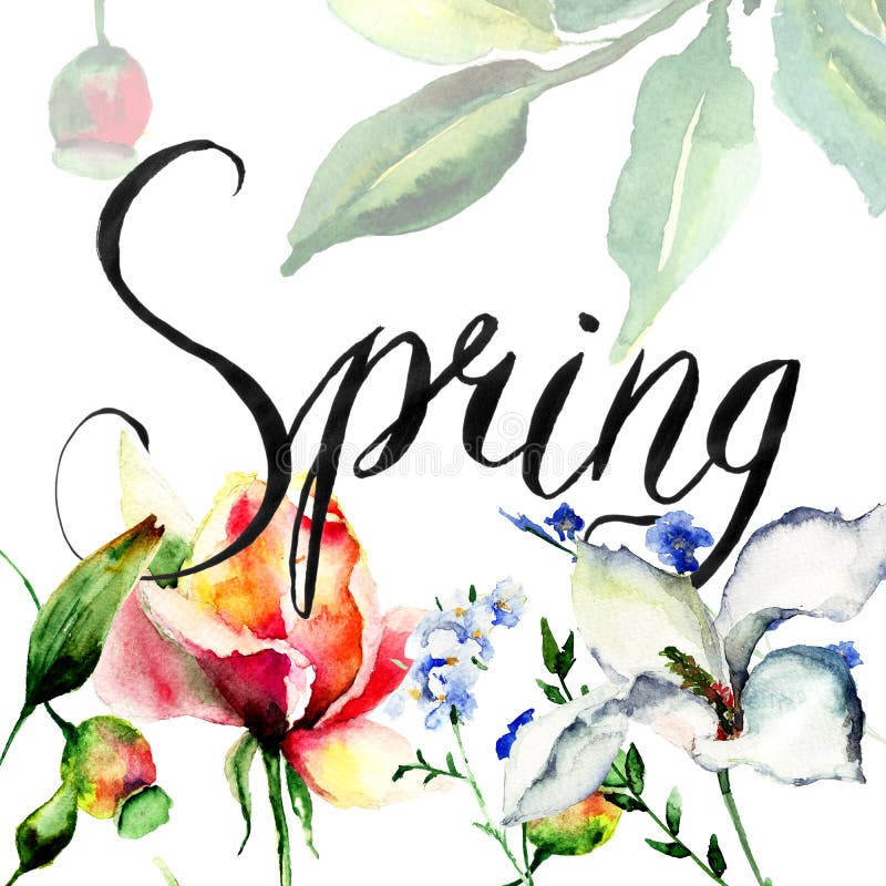 Template for Card with Flowers and Title Spring Stock Illustration ...
