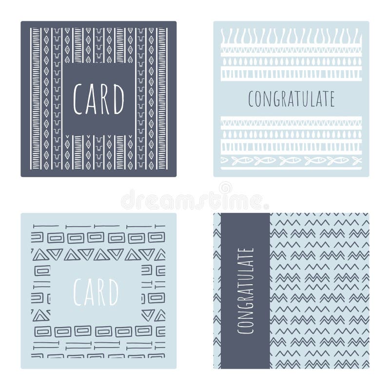 Template Cards with Scandinavian Pattern. Vector Greeting Card Stock ...