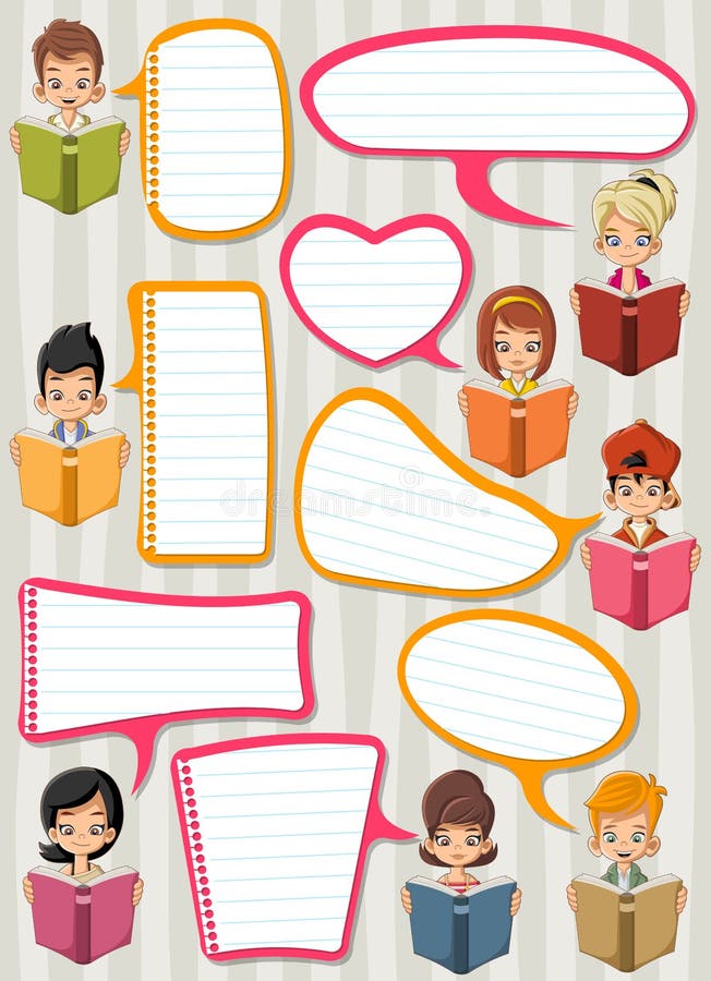 Children Reading Books Design Frame Stock Illustrations – 150 Children ...