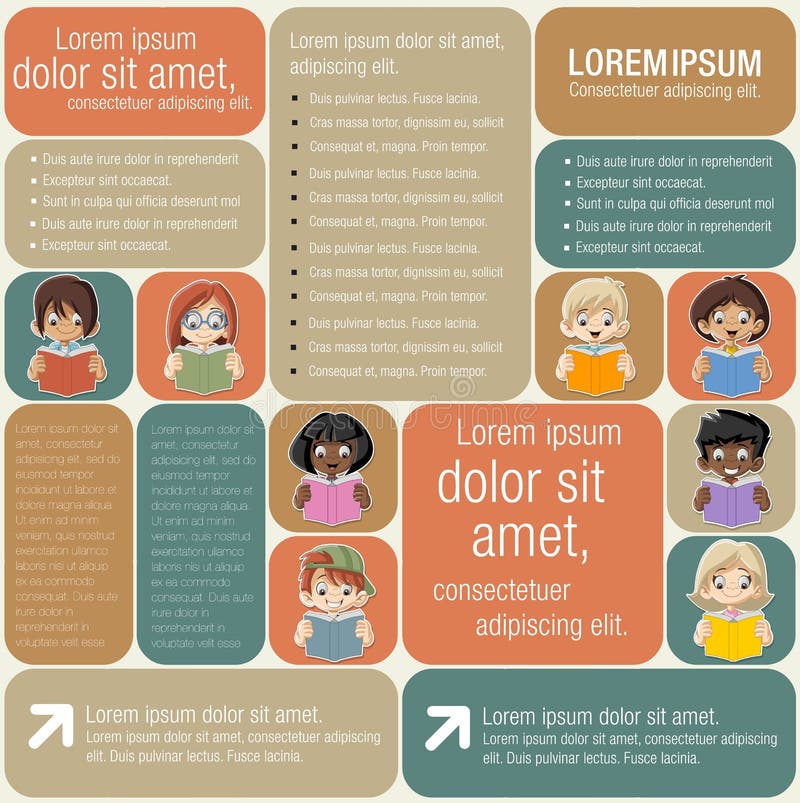 Children Reading Books Design Frame Stock Illustrations – 150 Children ...