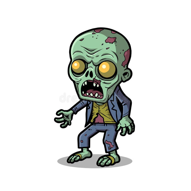 Undead Fun Cartoon Lively Zombie Character Illustration, Spooky ...