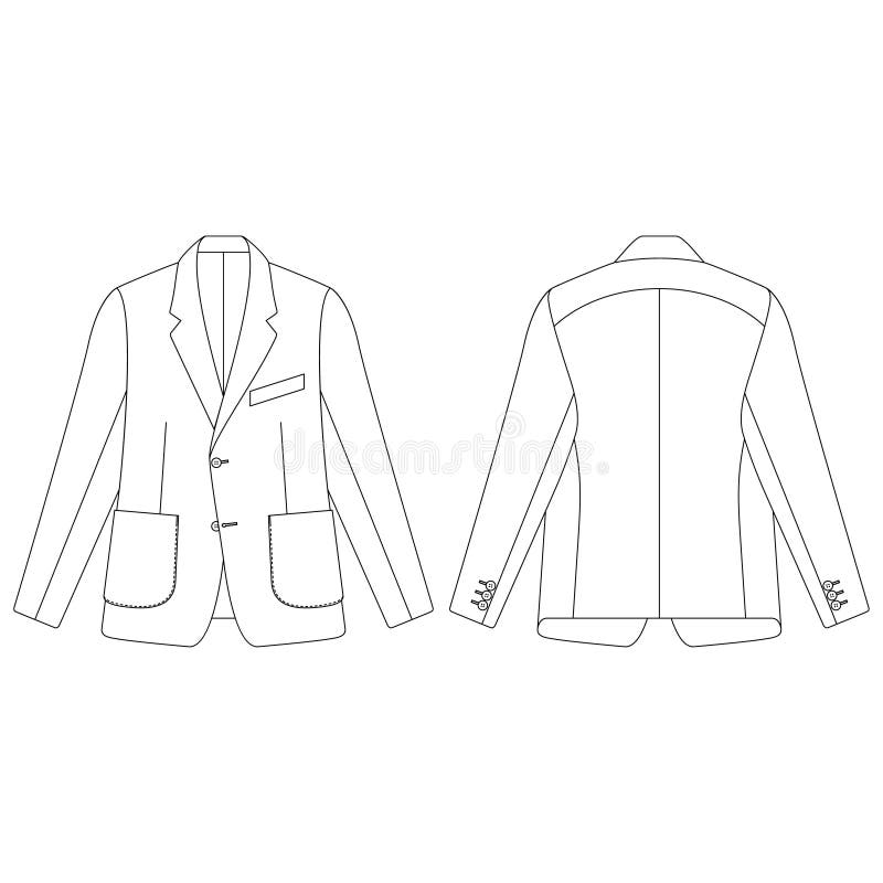 Template Chest Pocket, Front Patch Pockets Blazer Vector Illustration ...