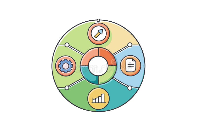 Template of a Circular Diagram with Five Stages and Options, Designed ...