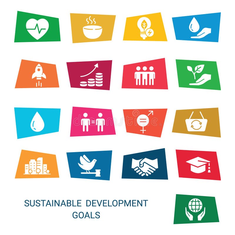 Icons Set .Sustainable Development Goals. Stock Vector - Illustration ...