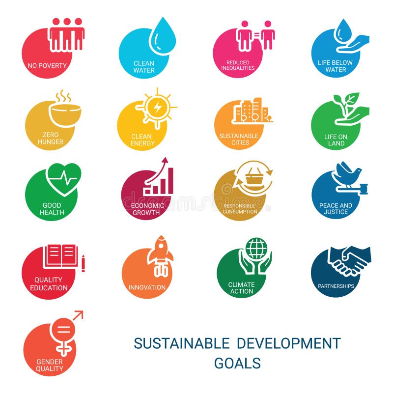 Icons Set .Sustainable Development Goals. Stock Vector - Illustration ...