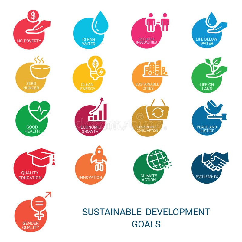 Icons Set .Sustainable Development Goals. Stock Vector - Illustration ...
