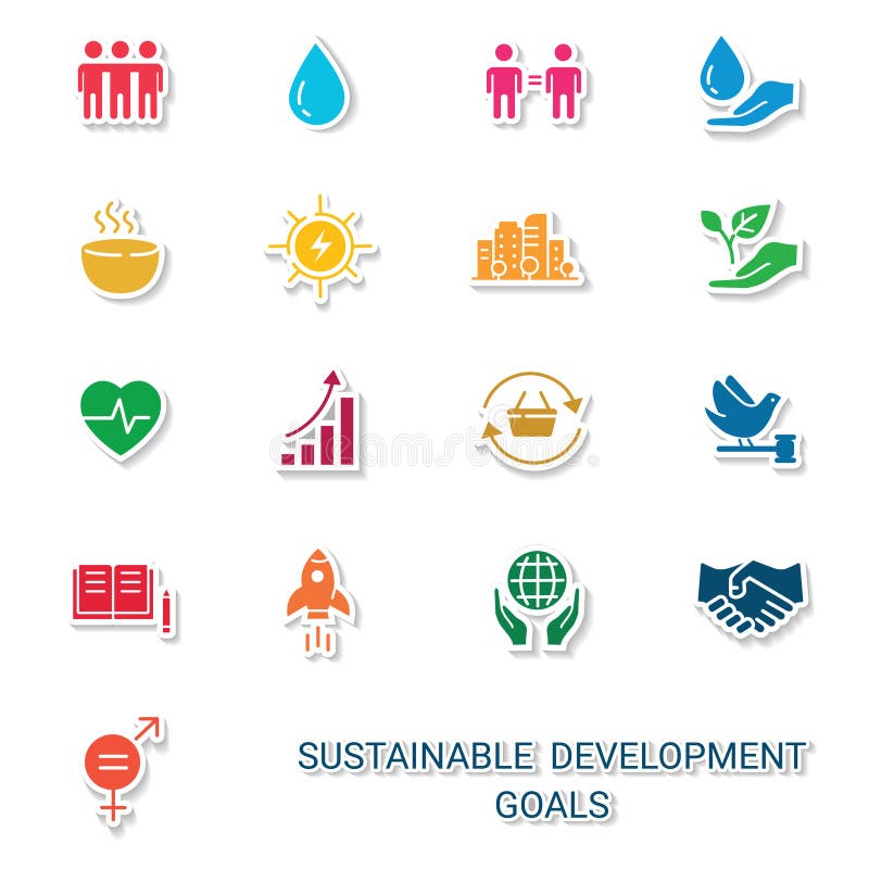Icons Set .Sustainable Development Goals. Stock Vector - Illustration ...