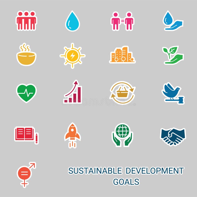 Icons Set .Sustainable Development Goals. Stock Vector - Illustration ...