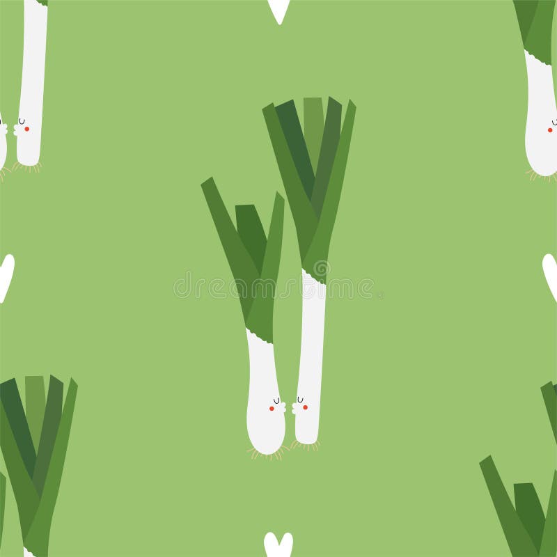 Kawaii Cartoon Leek in Love Stock Vector - Illustration of fabric ...