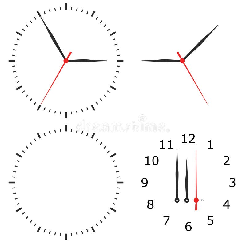 Template Clock with Arrows and Numbers Isolated on Stock Illustration ...