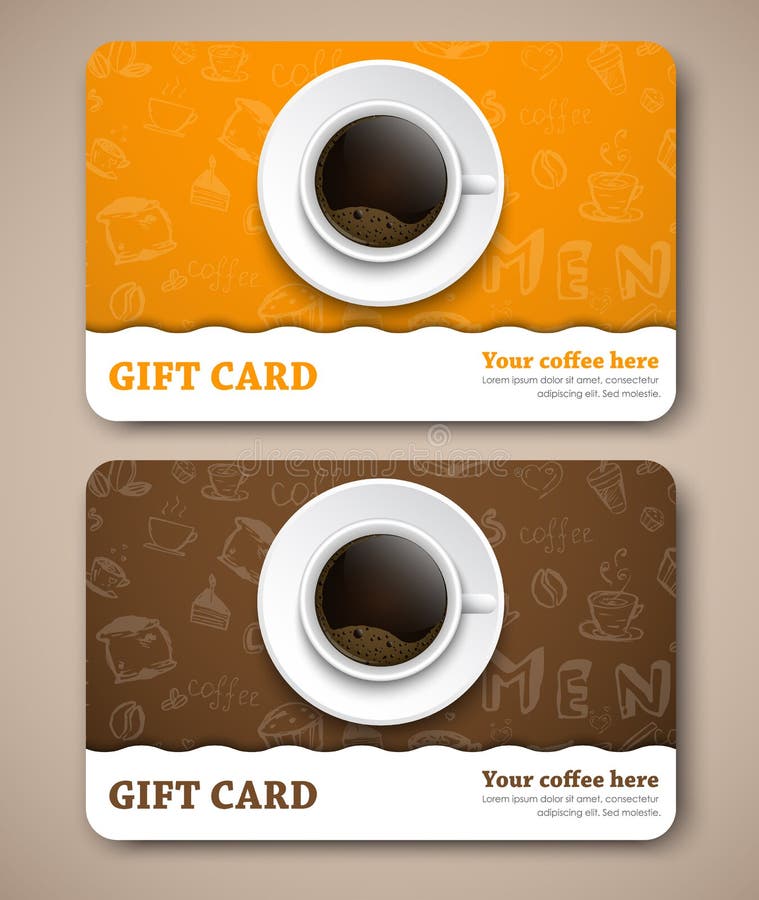 Template Coffee Gift Cards with Hand Drawings Stock Vector ...