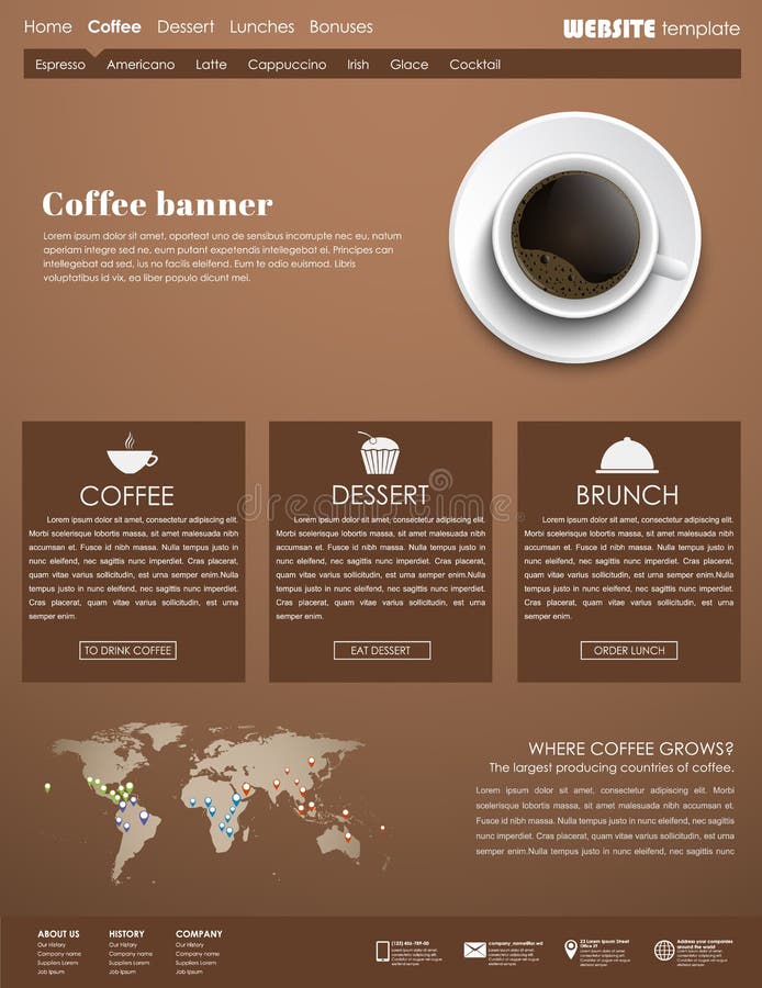 Template coffee web site stock vector. Illustration of food - 75988906