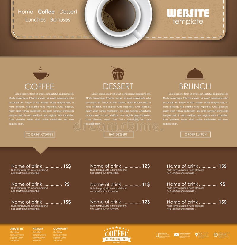 Template coffee web site stock vector. Illustration of icon - 75294969