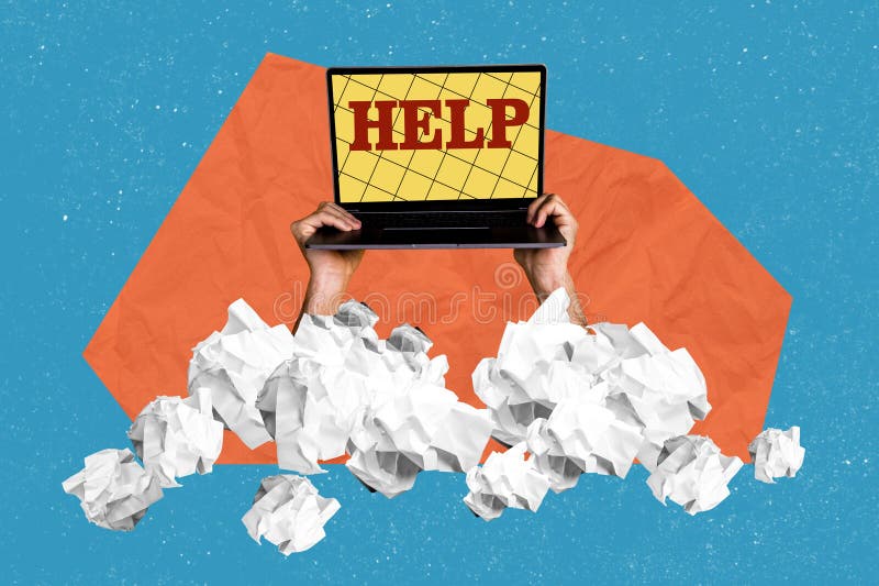 Template Collage Illustration of Inexperienced User Holding Laptop ...