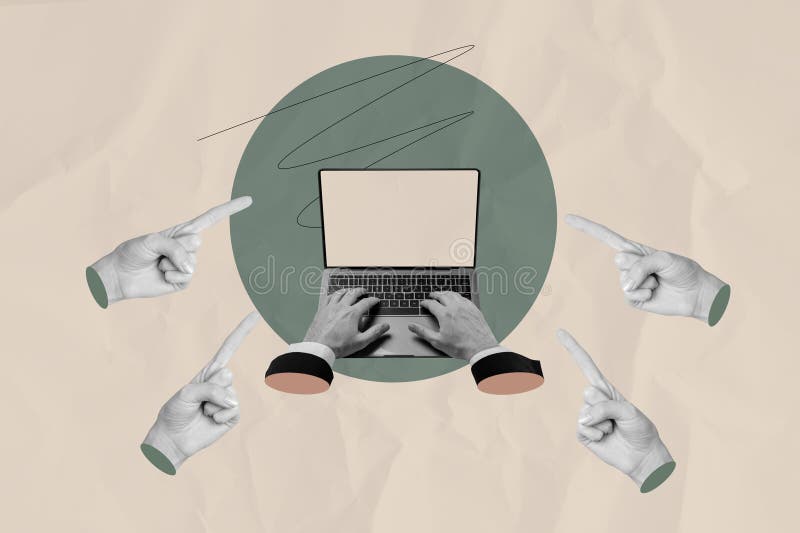 Template Collage Image of Human Hands Using Netbook Typing Message with ...