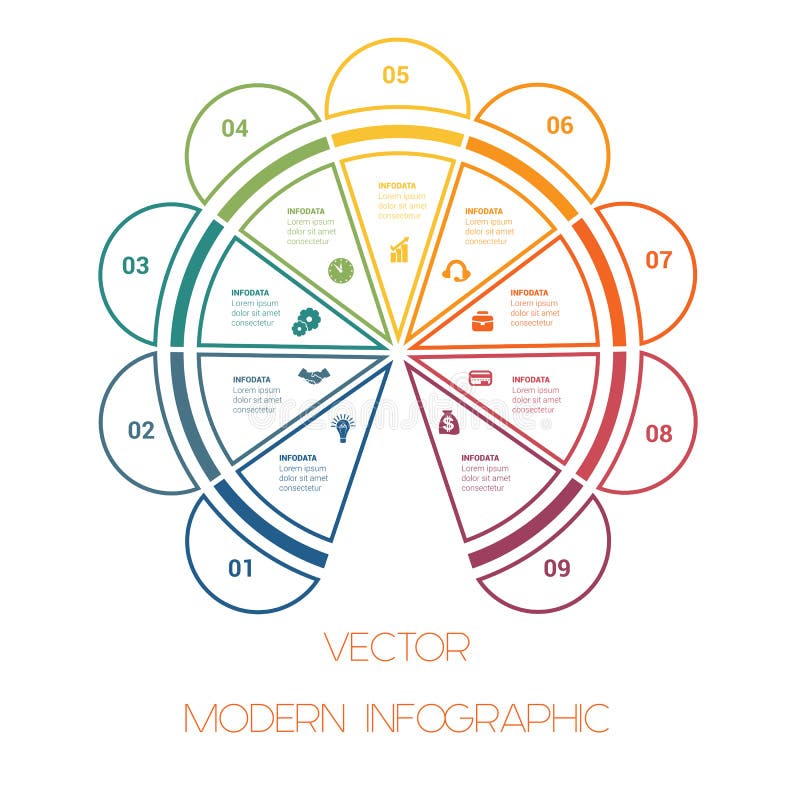 Colorful Semicircle and Circles for 9 Positions. Template for Colour ...