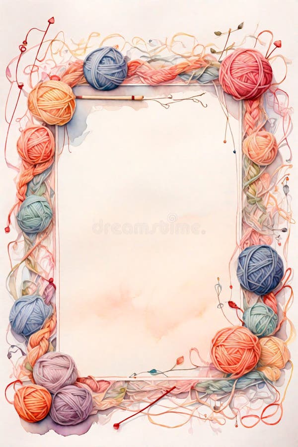 Template with Copy Space in the Center and a Frame Made of Wool or ...