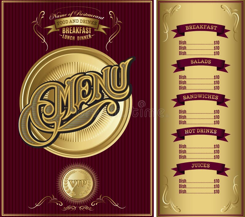 Template for the Cover of the Menu Stock Vector - Illustration of ...