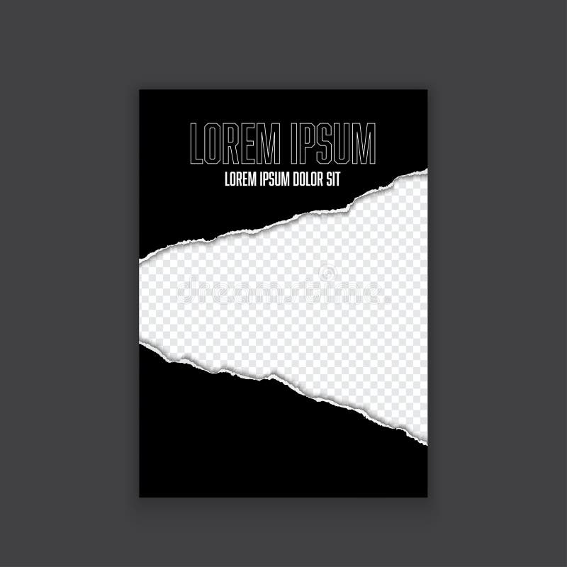 Vector Frame Torn a Half of Black Paper Template for Book Cover, Poster ...