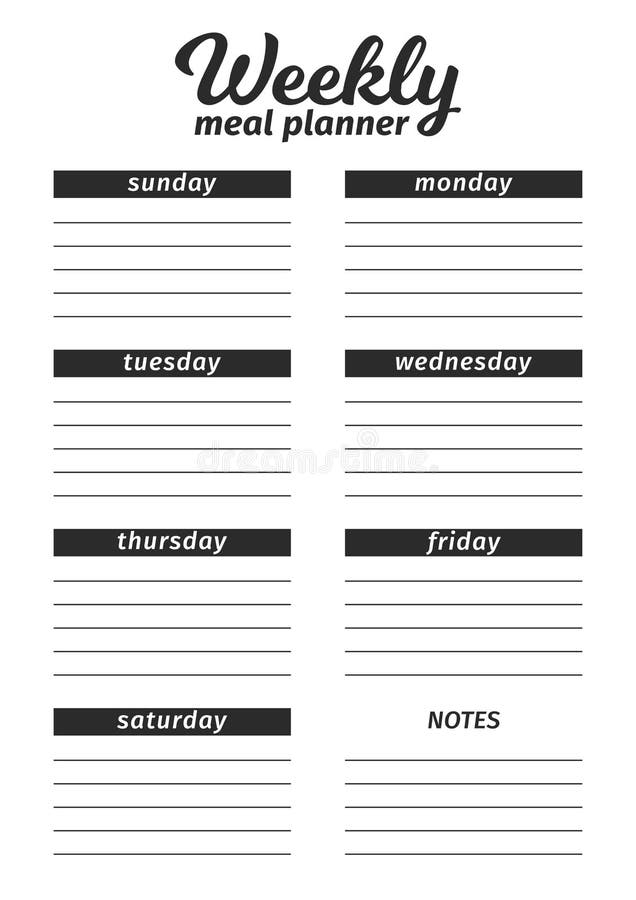 Template for the Creation of the Food Menu. Vector Illustration. Seven ...