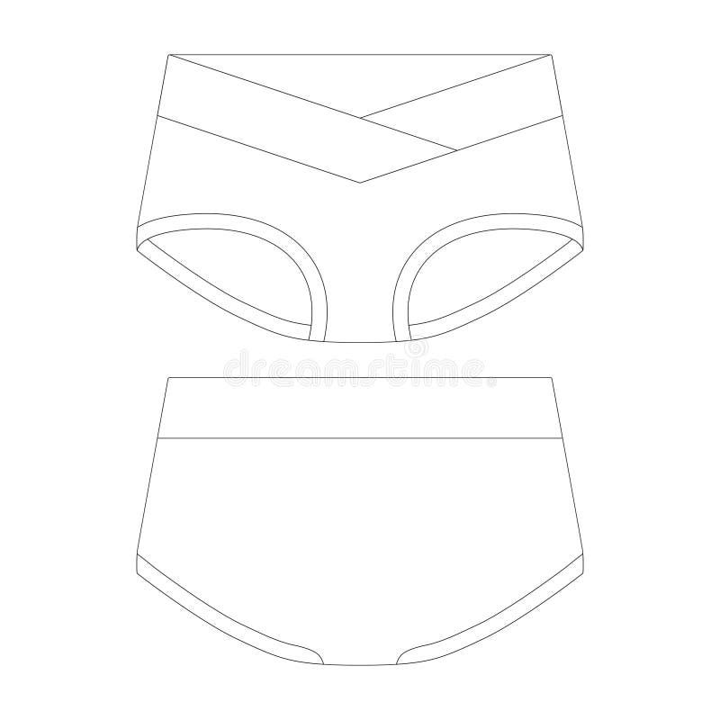 Template Crossover Low Rise Underwear Vector Flat Design Outline Clothing Collection Stock
