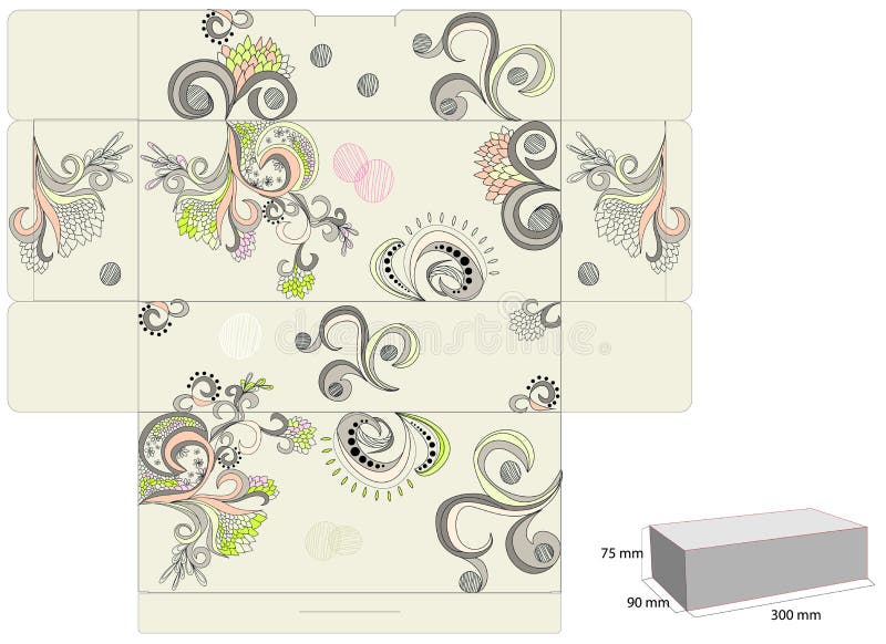 Template for Decorative Box Stock Vector - Illustration of flowers ...
