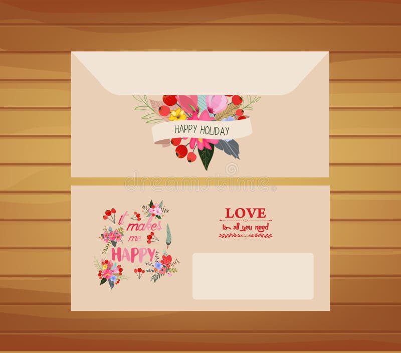 Template for Decorative Envelope with Flower Stock Vector ...