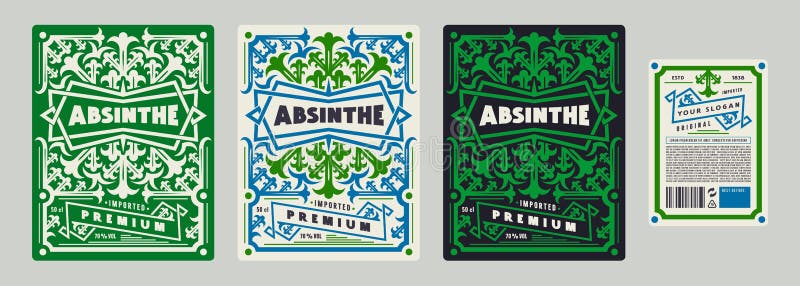Template Decorative Label for Absinthe Stock Vector - Illustration of ...
