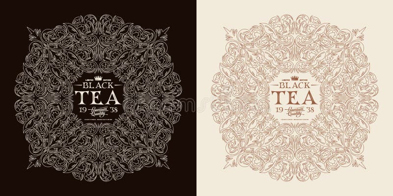 Template Decorative Label for Black Tea Stock Vector - Illustration of ...
