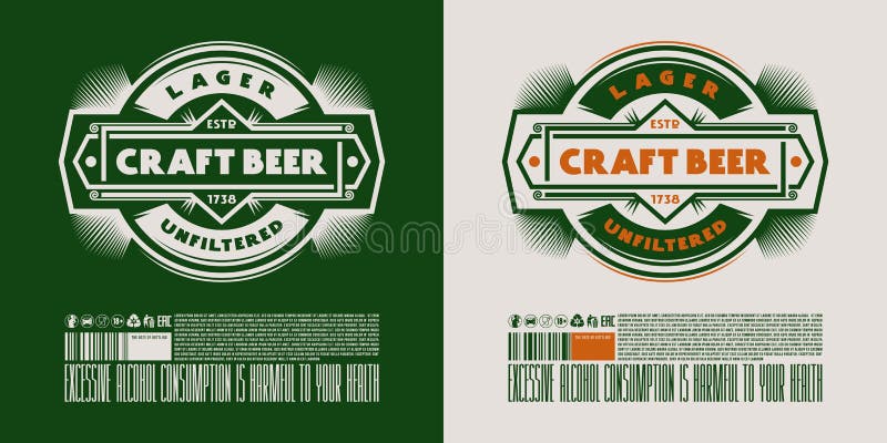 Template Decorative Label for Craft Beer Stock Vector - Illustration of ...