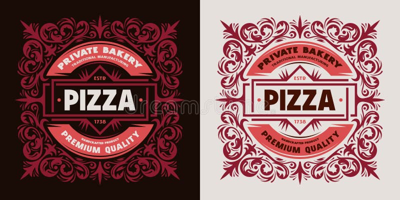 Template Decorative Label for the Pizza Box Stock Vector - Illustration ...
